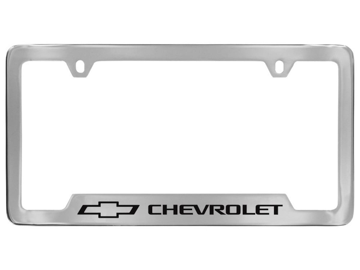 Chevrolet License Plate Frame By Baron & Baron Polished Chrome With Bl ...